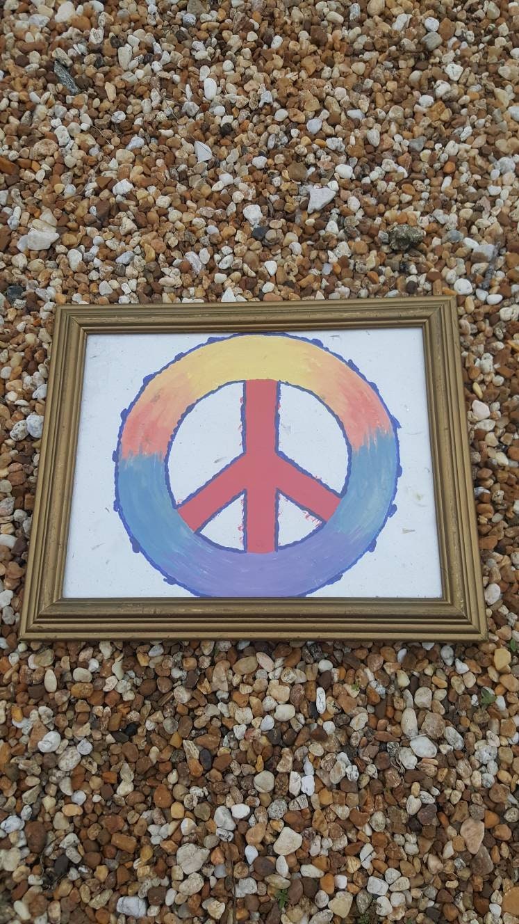 Peace Sign Painting Watercolor Drawing Art Gift Home Decor Gift Wallart ...