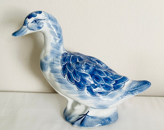 Chinoiserie Duck, Goose, Blue and White, Delft Style, Ceramic Duck ...
