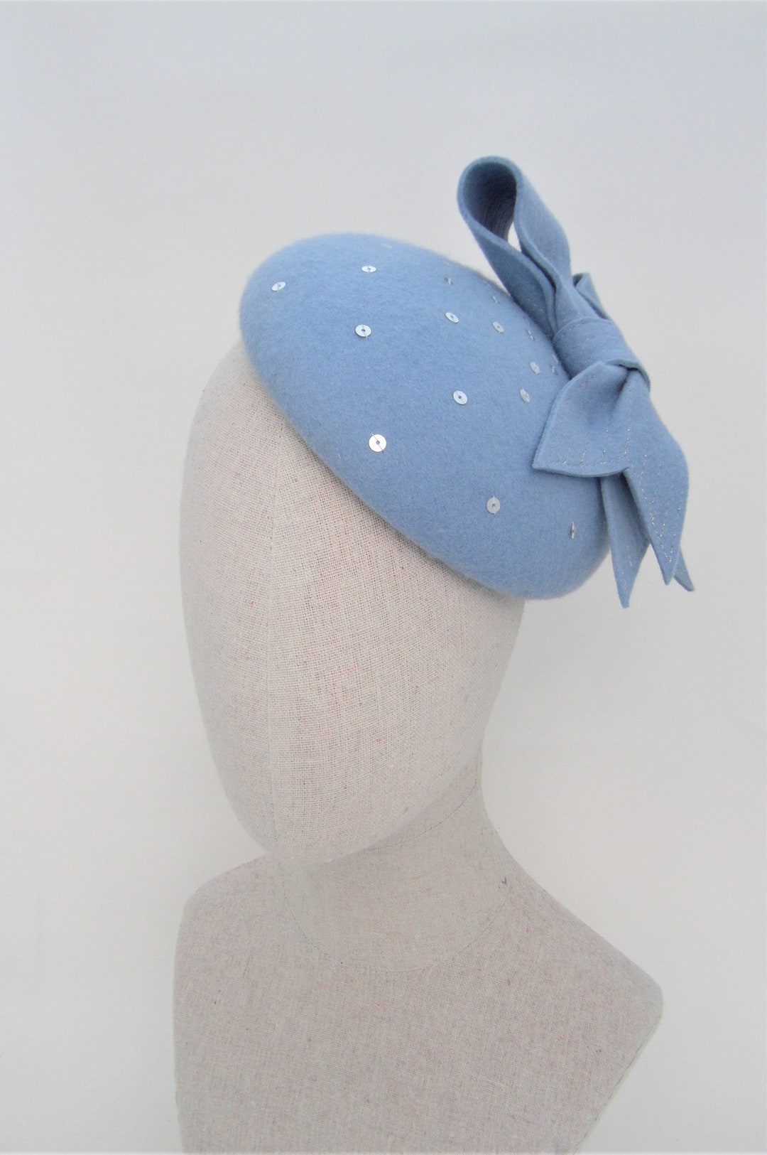 Pale Blue Felt Button Hat Ascot Hat Light Blue Wedding Hat - Etsy