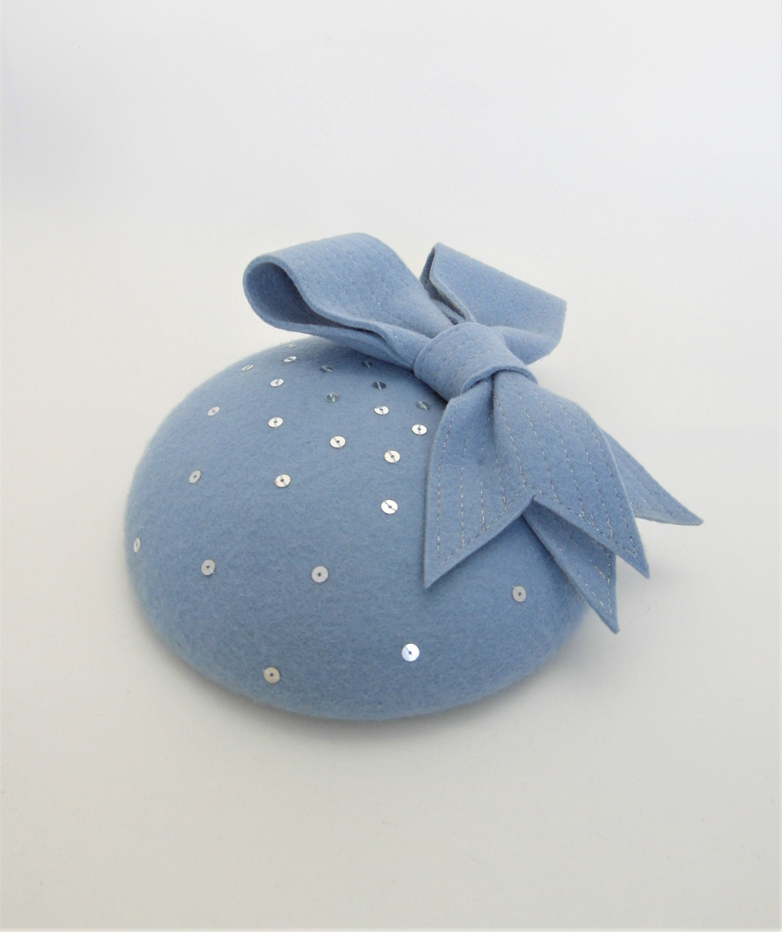 Pale Blue Felt Button Hat, Ascot Hat, Light Blue Wedding Hat, Pale Blue ...