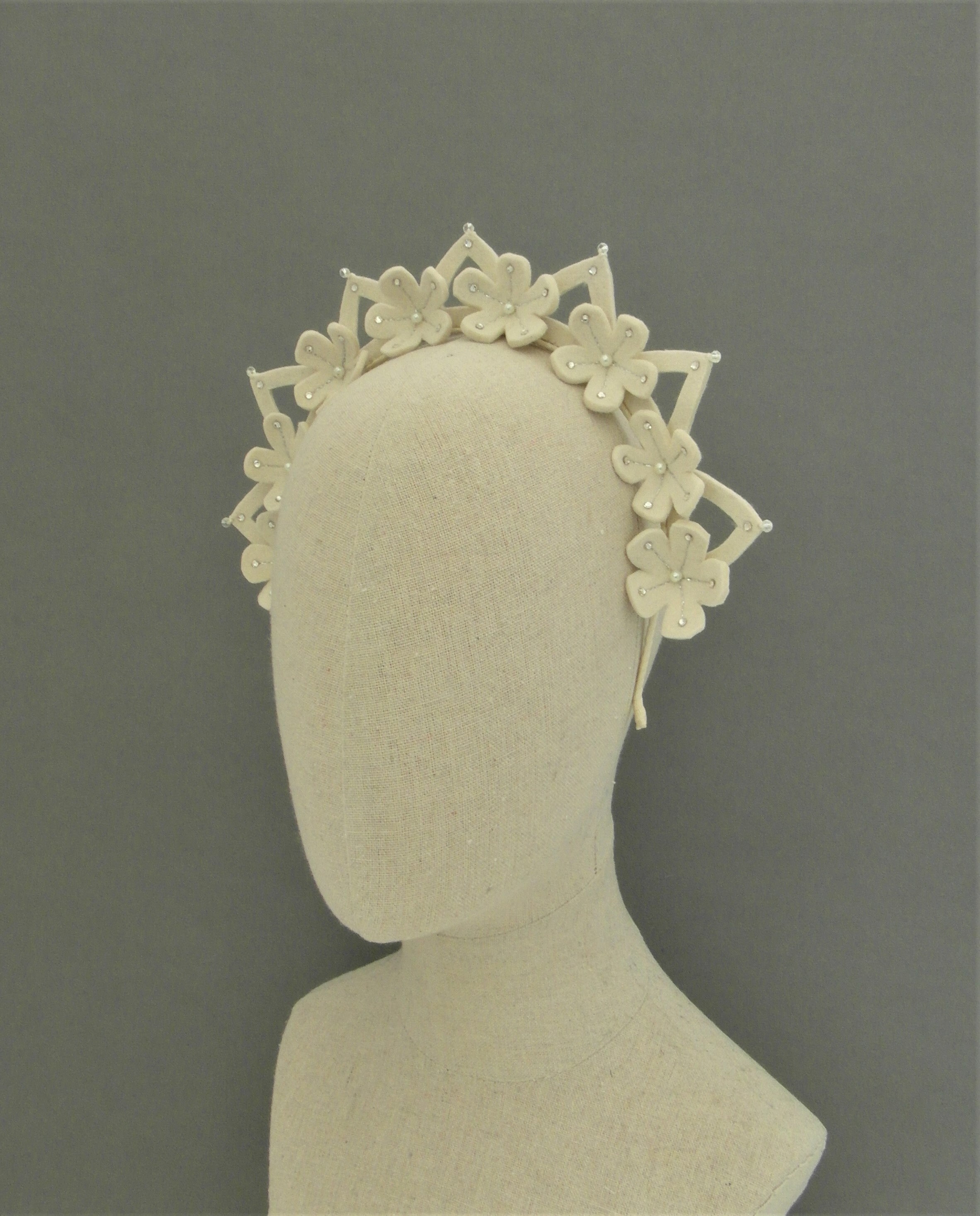 Ivory Felt Bridal Crown, Wedding Crown, Bridal Crown, 1930's Wedding ...