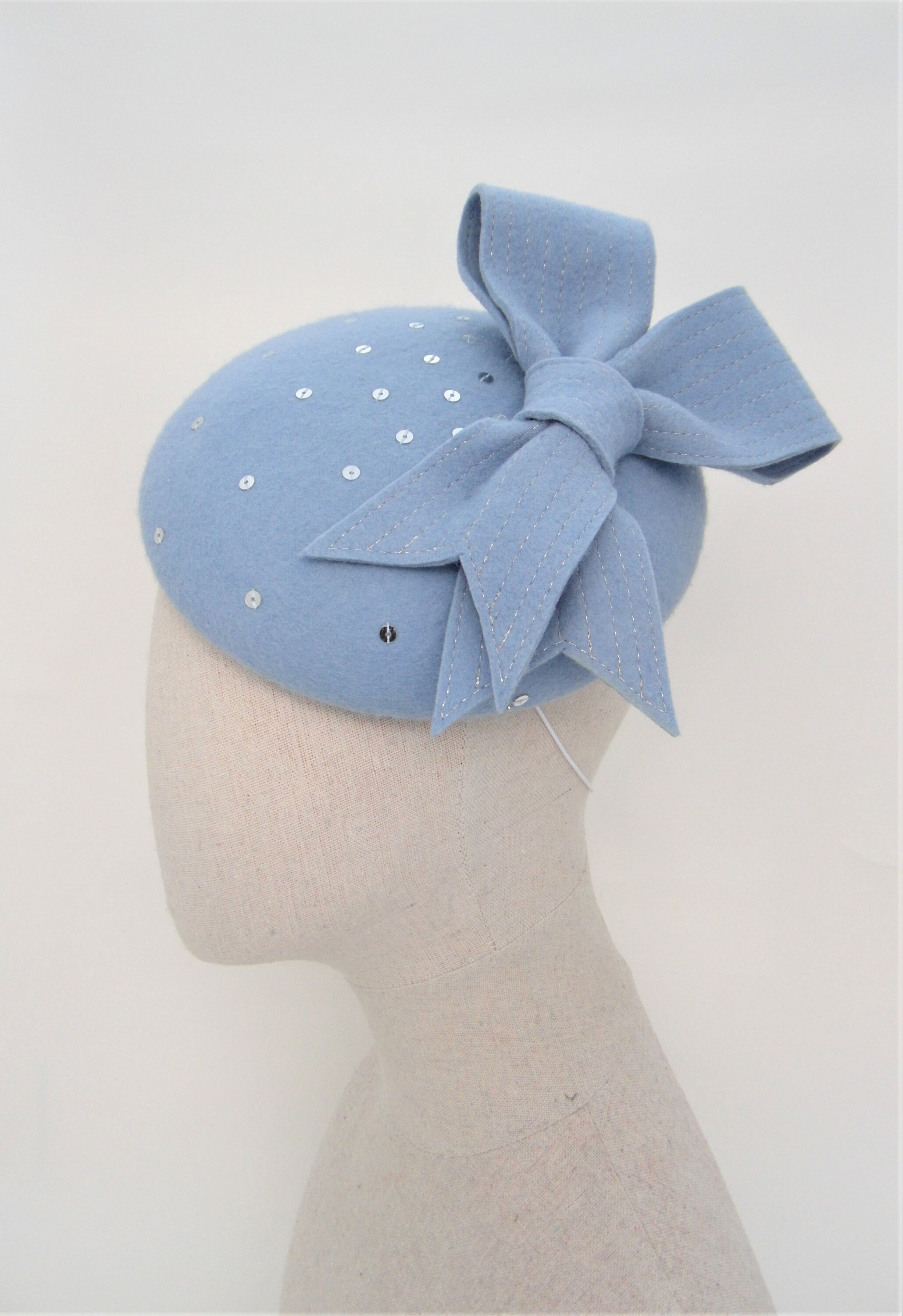 Pale Blue Felt Button Hat Ascot Hat Light Blue Wedding Hat | Etsy