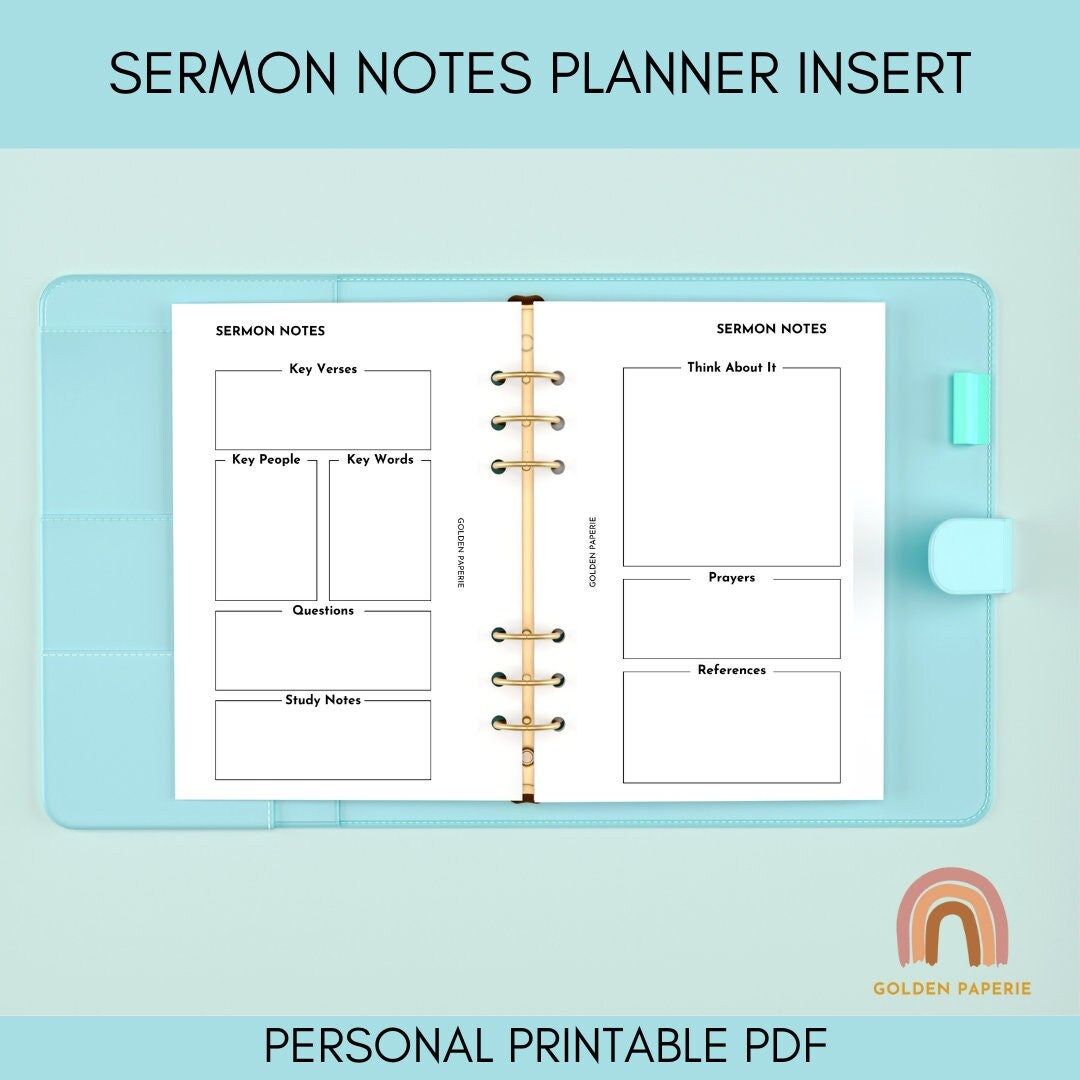 Personal Printable Sermon Notes Planner Insert - Etsy