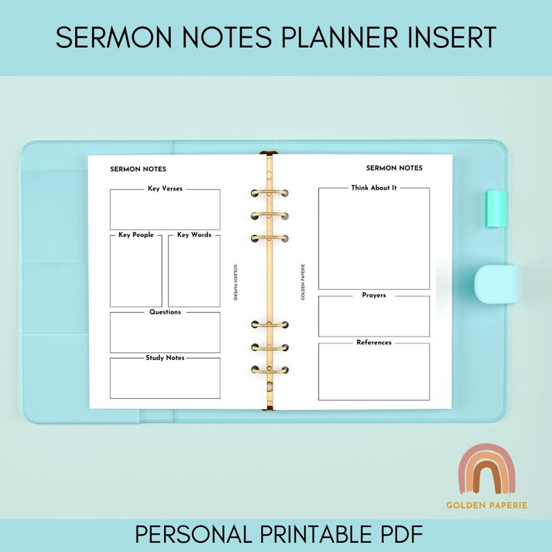 Personal Printable Sermon Notes Planner Insert - Etsy