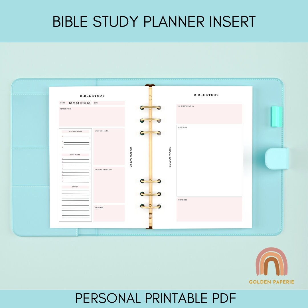 Personal Printable Bible Study Planner Insert - Etsy