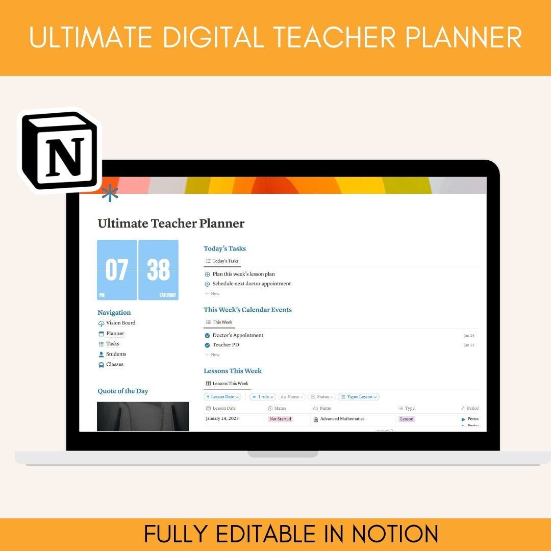 Notion Teacher Planner | Digital Teacher Planner - Etsy