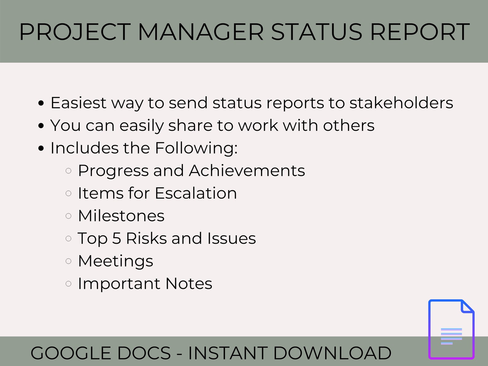 Project Manager Status Report - Etsy
