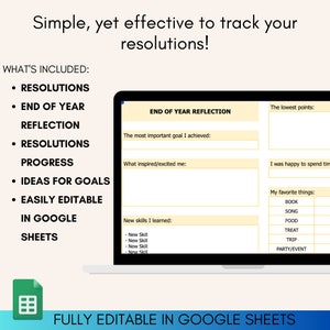 Simple New Year Solutions Tracker | Google Sheets Template - Etsy