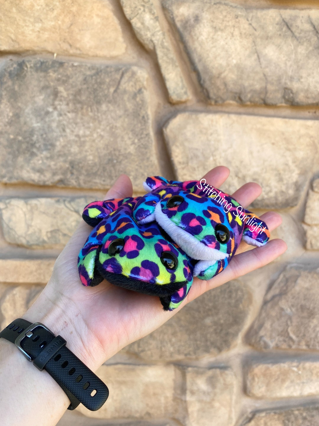 Frog Plush Nostalgic 90's// Rainbow Leopardprint Pocket Frog// Rainbow ...