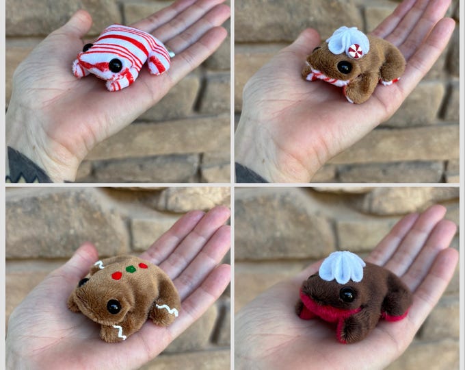Mini Holiday Themed Frog Plush// Mini Pocket Frog// Bean Bag Frog ...