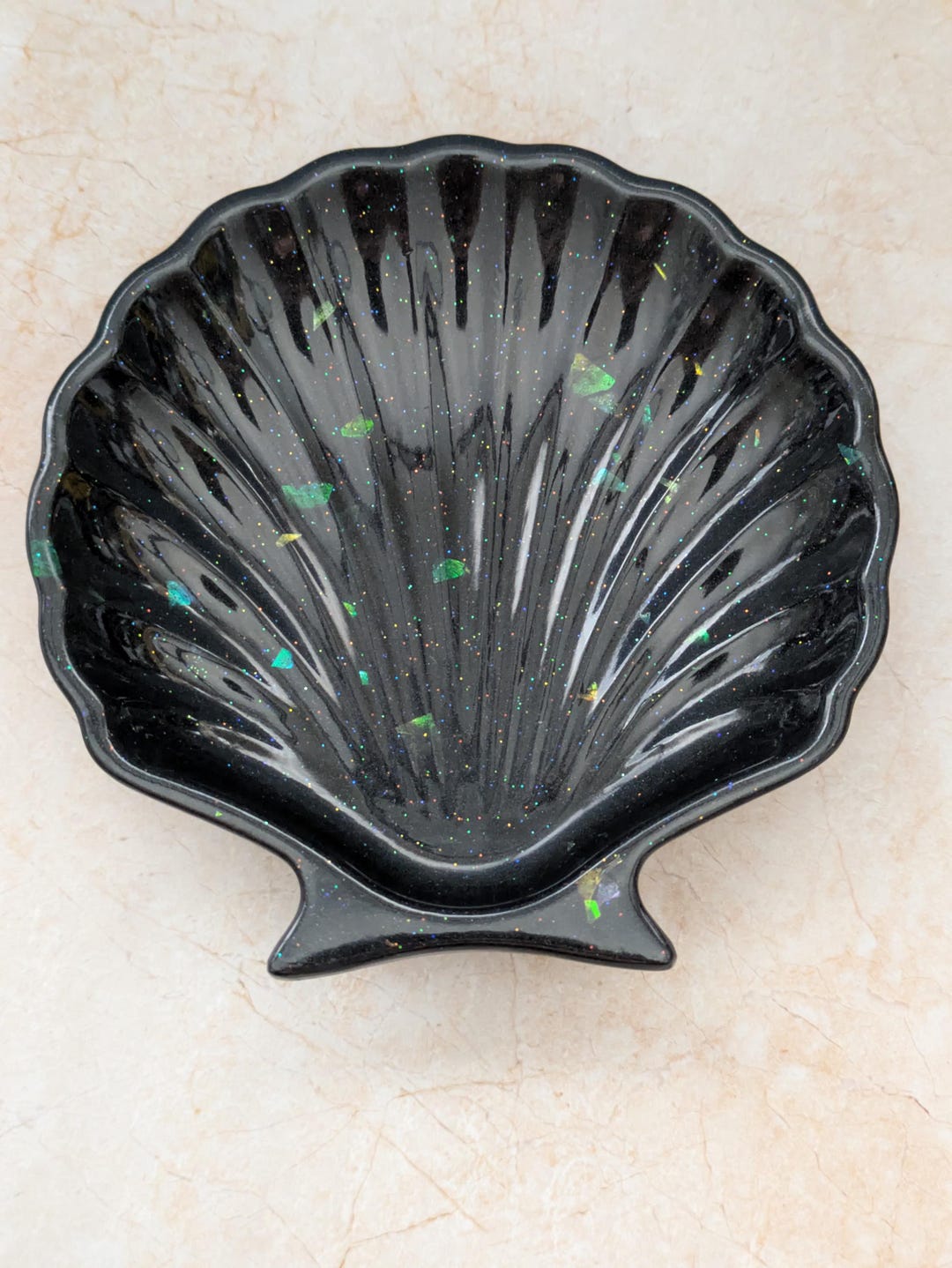 Elegant Black Resin Clam Shell Trinket Tray - Etsy