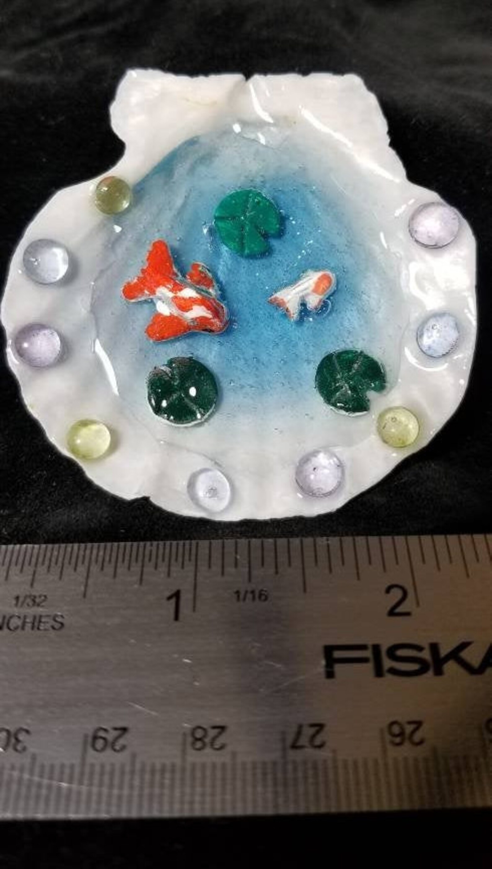 Real scallop shell koi pond in resin | Etsy