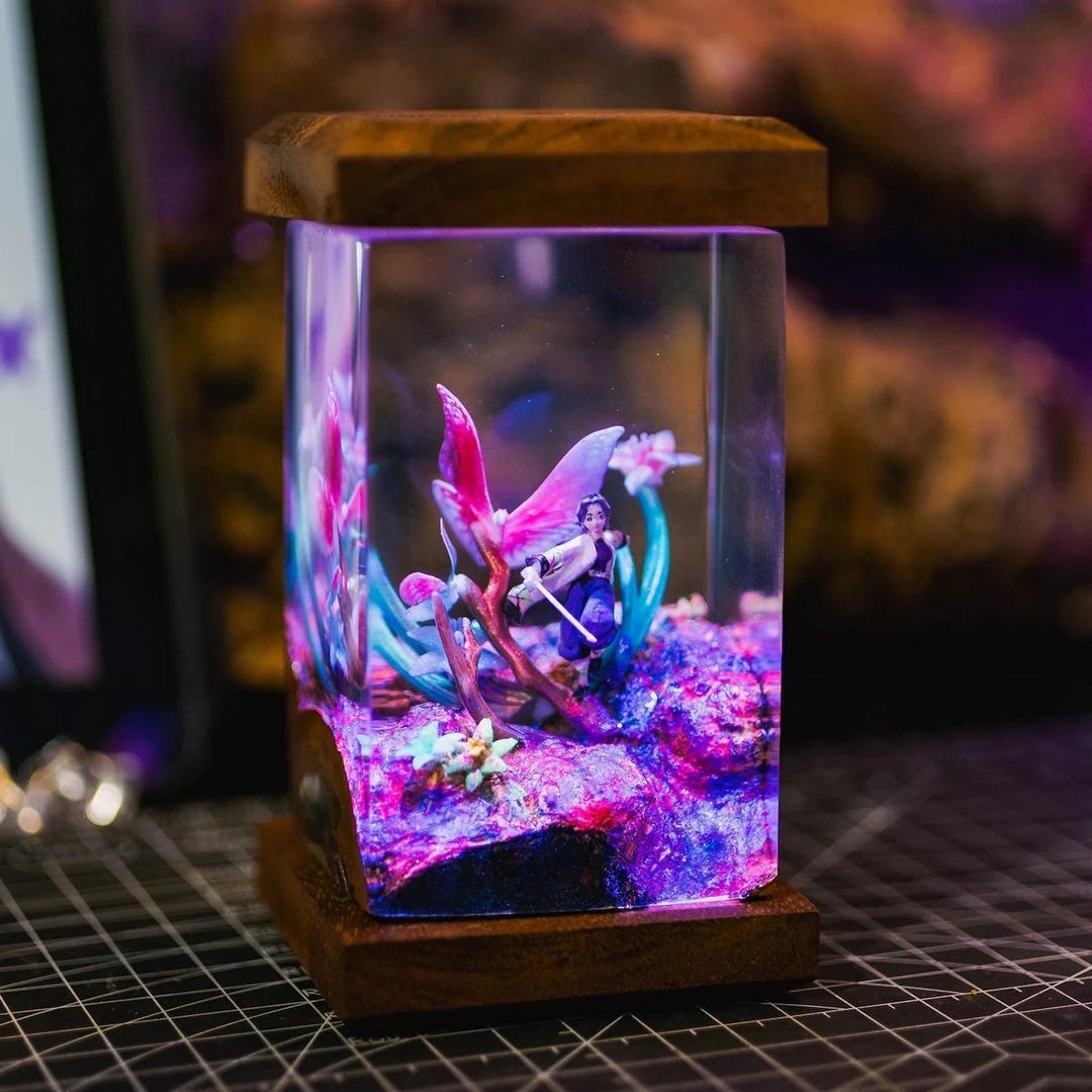 Shinobu Kocho Demon Lamp Resin Shelf Lamp, Epoxy Art Sculpture, PC ...