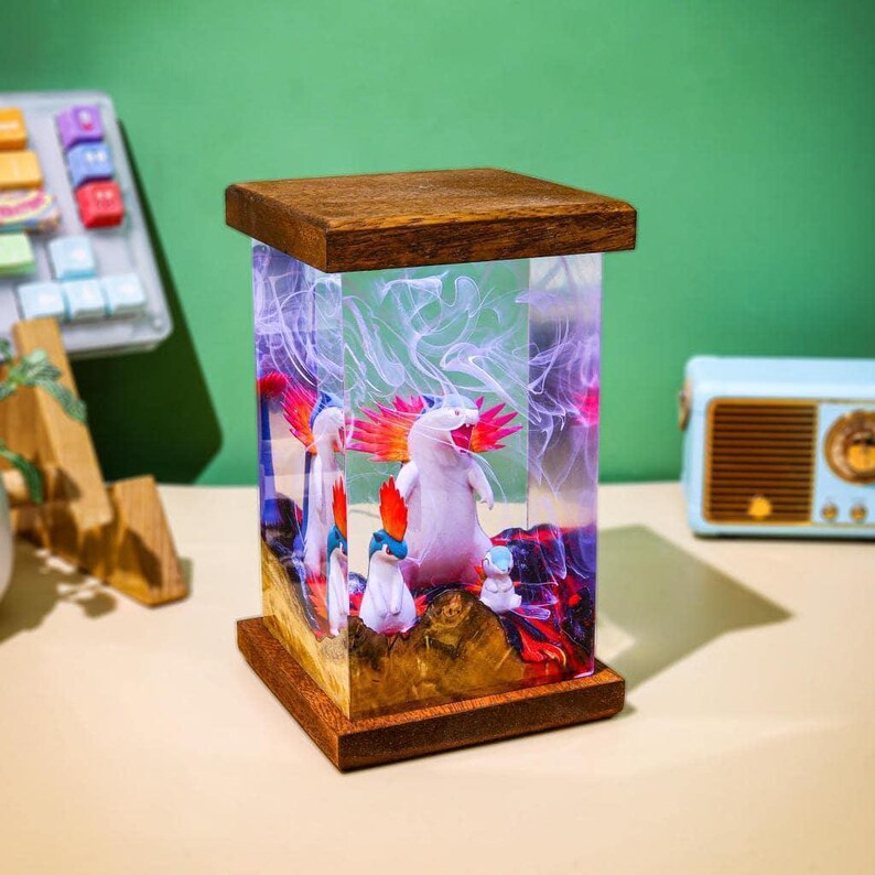 Cyndaquil Evolution Pokemon Lamp, Fire Type Starter Art Night Light ...