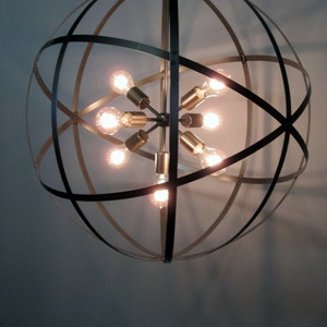 Modern Steel Strap 30 Inch Orb Ceiling Light Sphere Wine Barrel Ring 7 ...