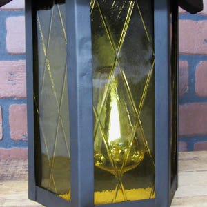 Large Vintage Story Book Gothic Porch Light Wall Sconces Amber Glass ...
