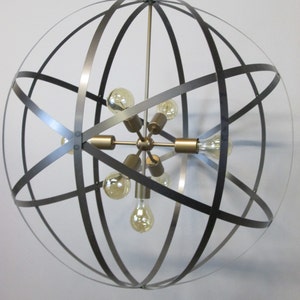 Modern Steel Strap 30 Inch Orb Ceiling Light Sphere Wine Barrel Ring 7 ...