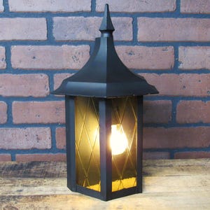 Large Vintage Story Book Gothic Porch Light Wall Sconces Amber Glass ...