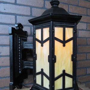 Large Vintage Antique Porch Light 1920's Gothic Arts & Crafts Black ...