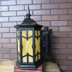 Large Vintage Antique Porch Light 1920's Gothic Arts & Crafts Black ...