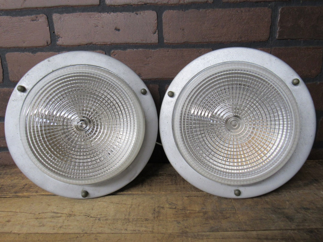 Pair 1950s Vintage Mid Century Modern Recessed Light Fixtures Machine ...