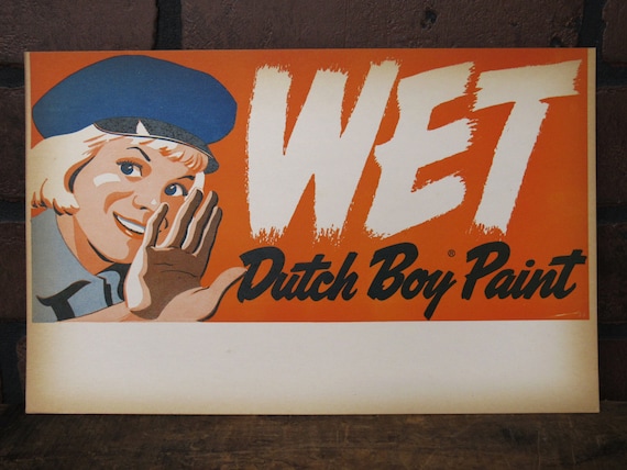 Vintage 1955 Dutch Boy Wet Paint Sign - Etsy