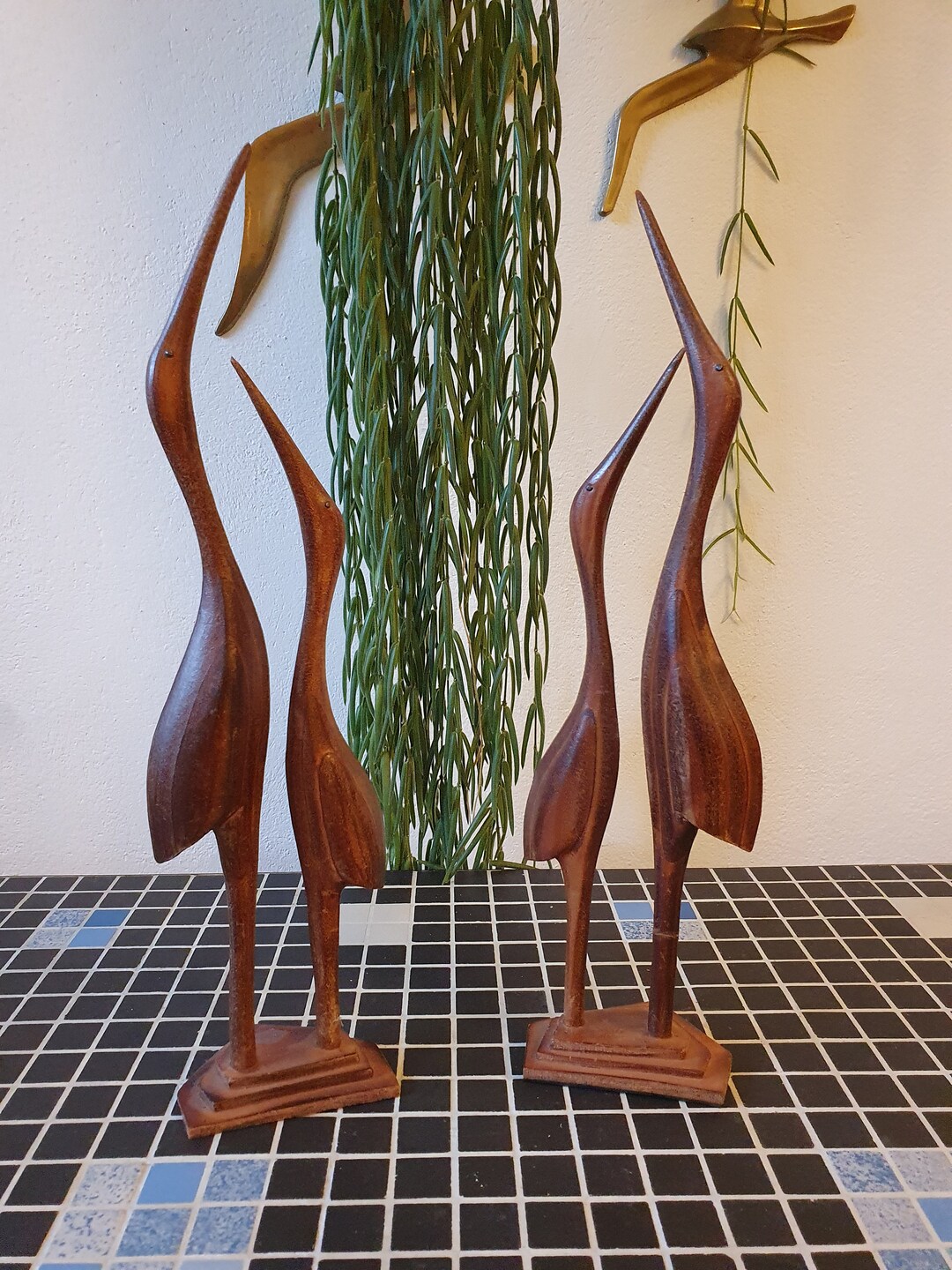 Rarity - Cranes Heron Made of Leather Scandinavia 60s - Etsy