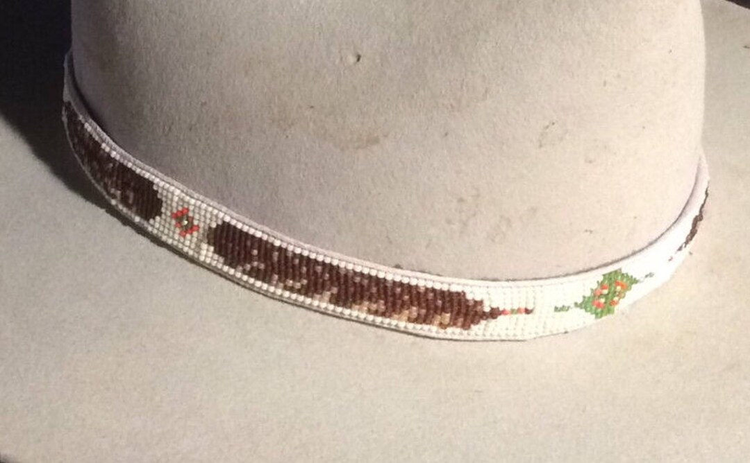 Handmade Beaded Hatband: Native American Style Hawk Feather Design - Etsy