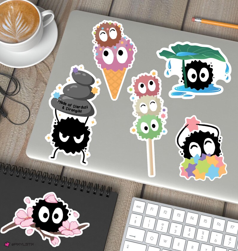 Soot Sprite Stickers | 13 Unique Designs | Laminated Die Cut Vinyl ...