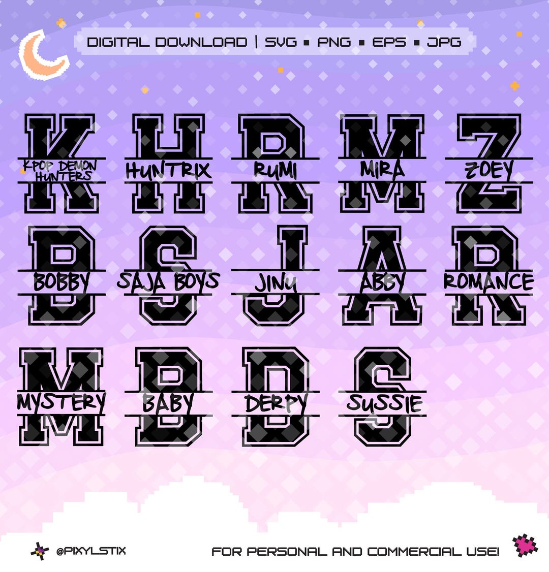 KPDH | Kpop Demon Hunters Varsity Monogram Vector Files | Svg, Png, Jpg ...