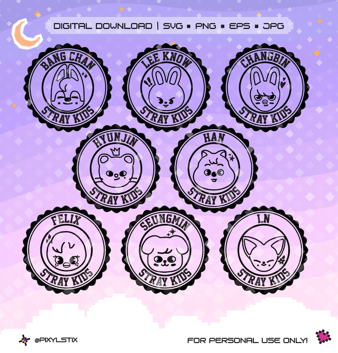 SKZ Stray Kids Skzoo Stamp Vector Files | Svg, Png, Jpg, Eps | Cut ...