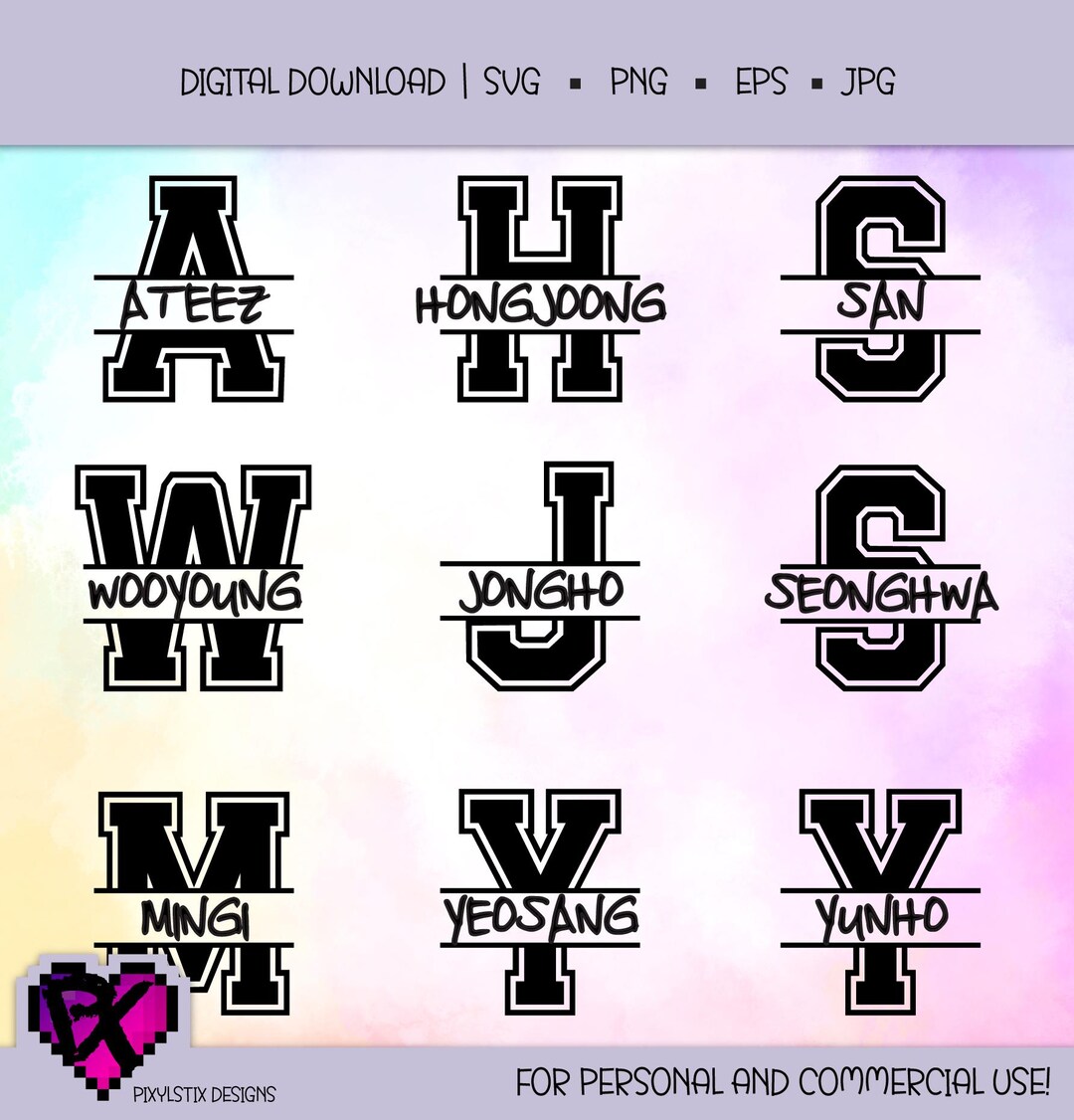 ATZ Ateez Varsity Monogram Vector Files Svg, Png, Jpg, Eps Cut Files ...