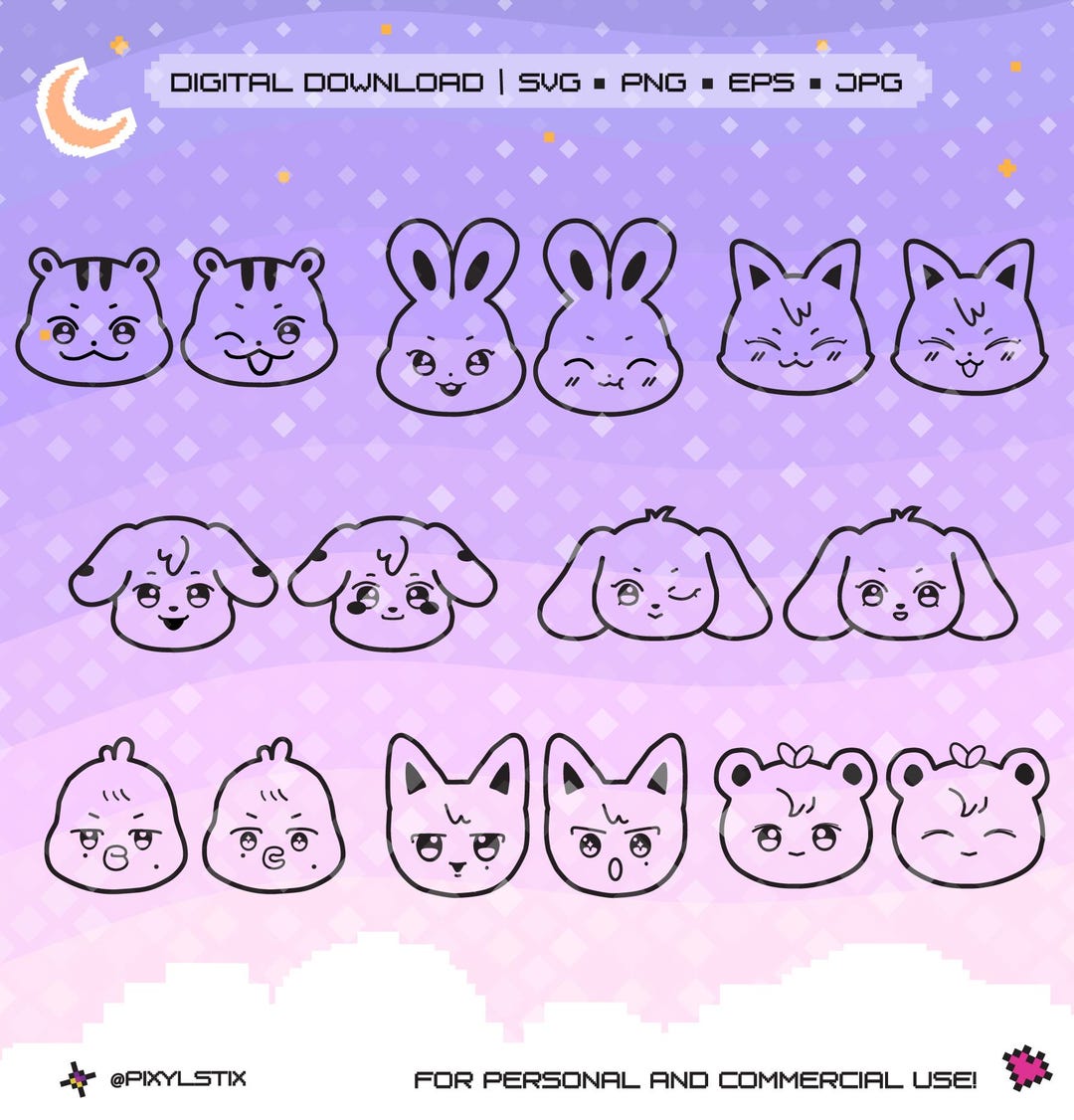 ATZ Ateez Aniteez Face Expressions Vector Files | Svg, Png, Jpg, Eps ...