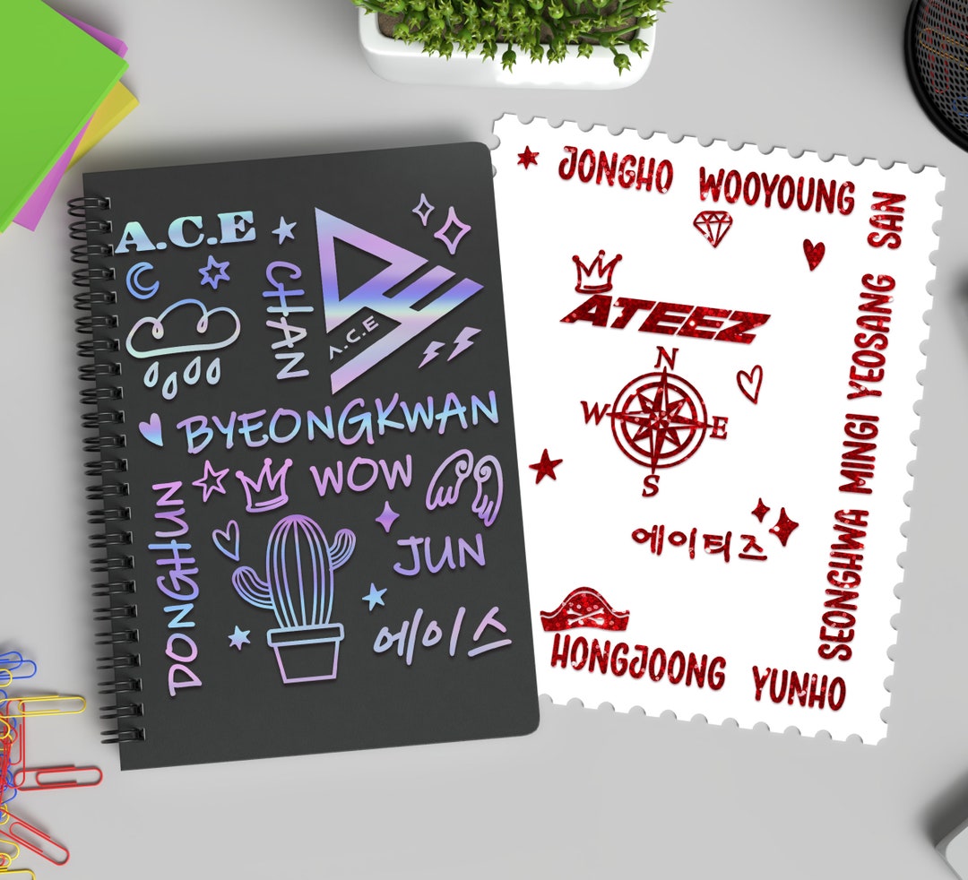 Kpop Group Name, Logo, Doodle Vinyl Decal Sheet | Removable & Permanent ...