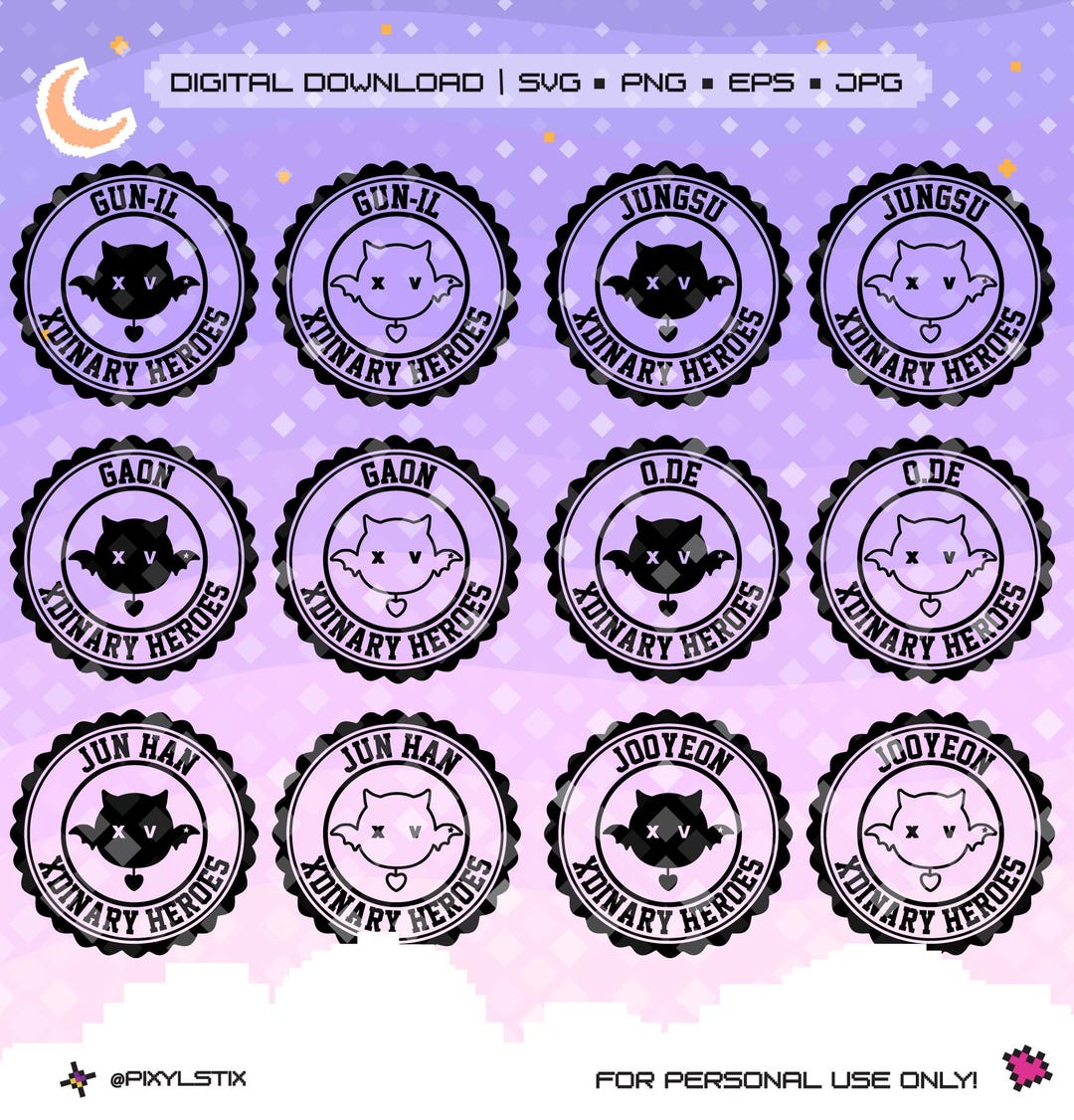 Xdinary Heroes Bat Stamp Vector Files | Svg, Png, Jpg, Eps | Digital ...