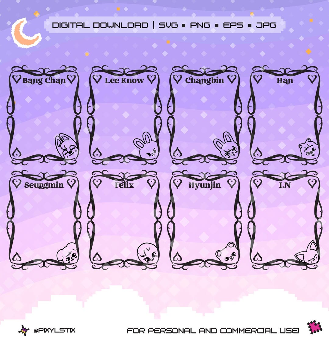 SKZ Stray Kids Skzoo Heart Tarot Vector Files | Photocard Top Loader ...