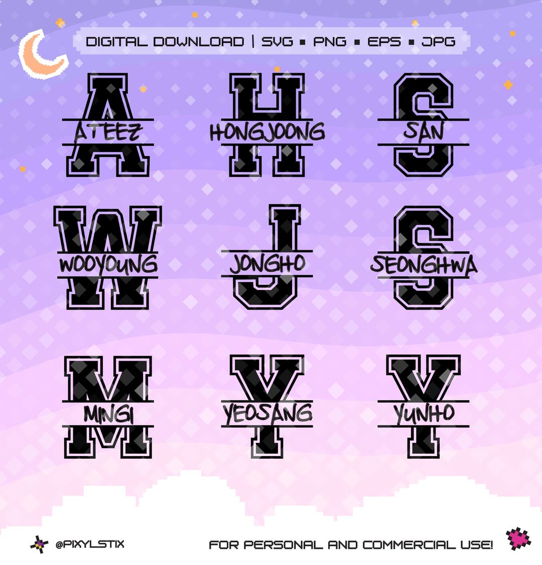 ATZ Ateez Varsity Monogram Vector Files | Svg, Png, Jpg, Eps | Cut ...