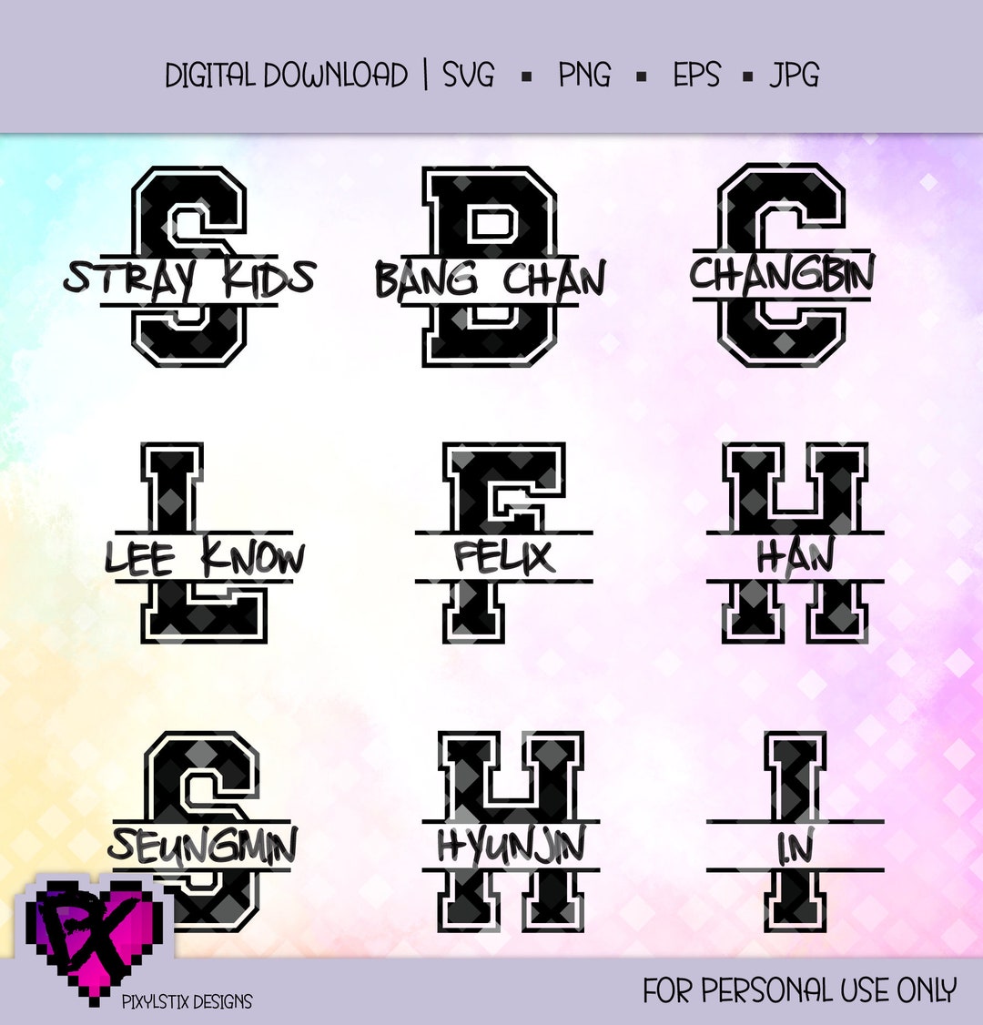 SKZ Stray Kids Varsity Monogram Vector Files Svg, Png, Jpg, Eps Cut ...