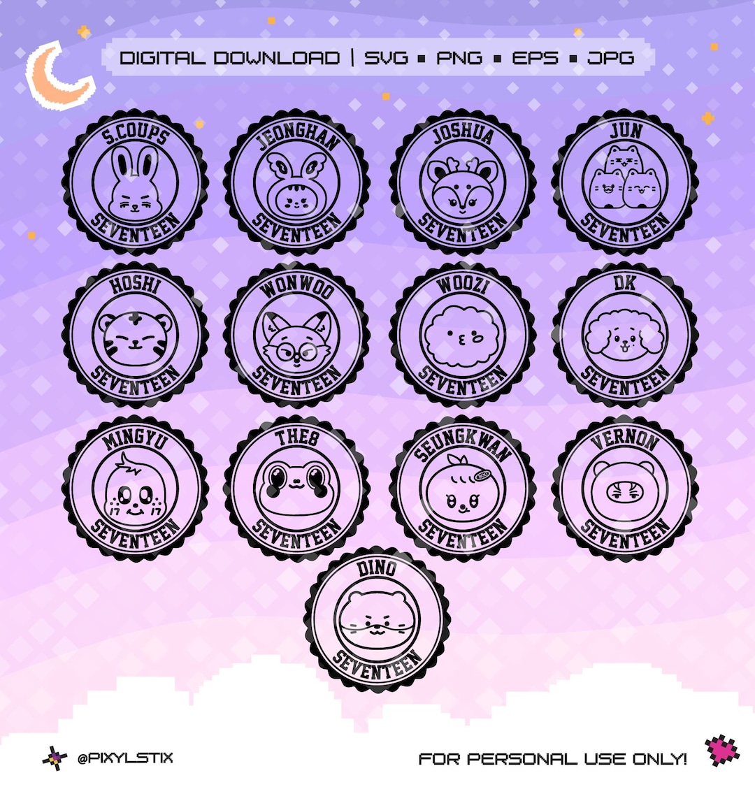 SVT Seventeen Miniteen Stamp Vector Files | Svg, Png, Jpg, Eps | Cut ...