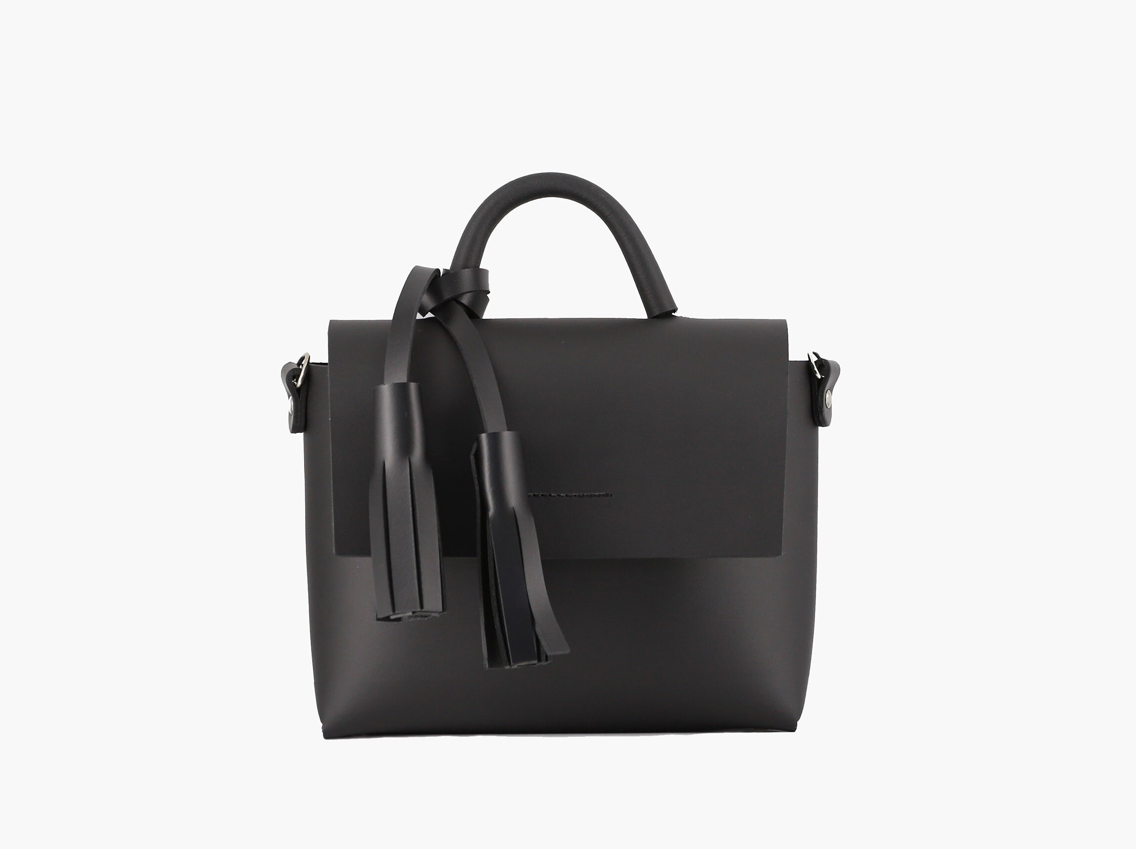 Mini Tassel Black Leather Bag | Etsy