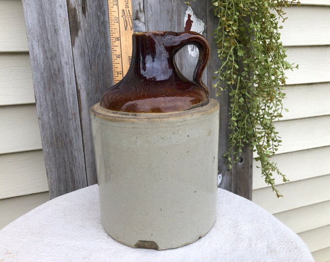 Crock Jug, Small Stoneware Jug, Country Farmhouse Decor, Primitive ...