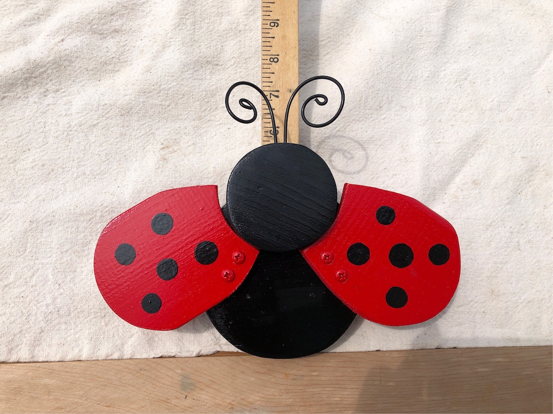 Whimsical Wood Ladybug Art, Folk Art Ladybug, Yard Art, Garden Potting ...