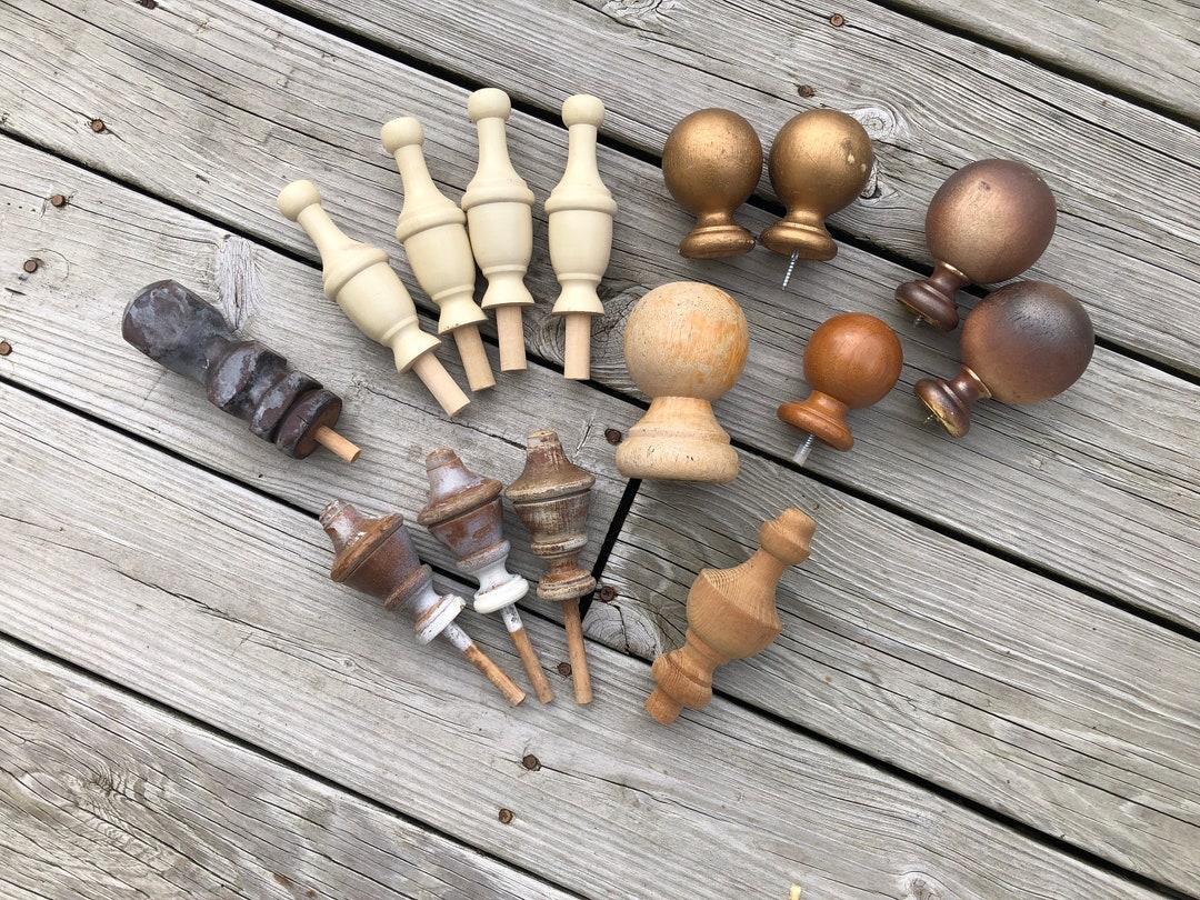 15 Salvage Wood Finials, Ball Top Wood Finials, Shapely Wood Finials ...