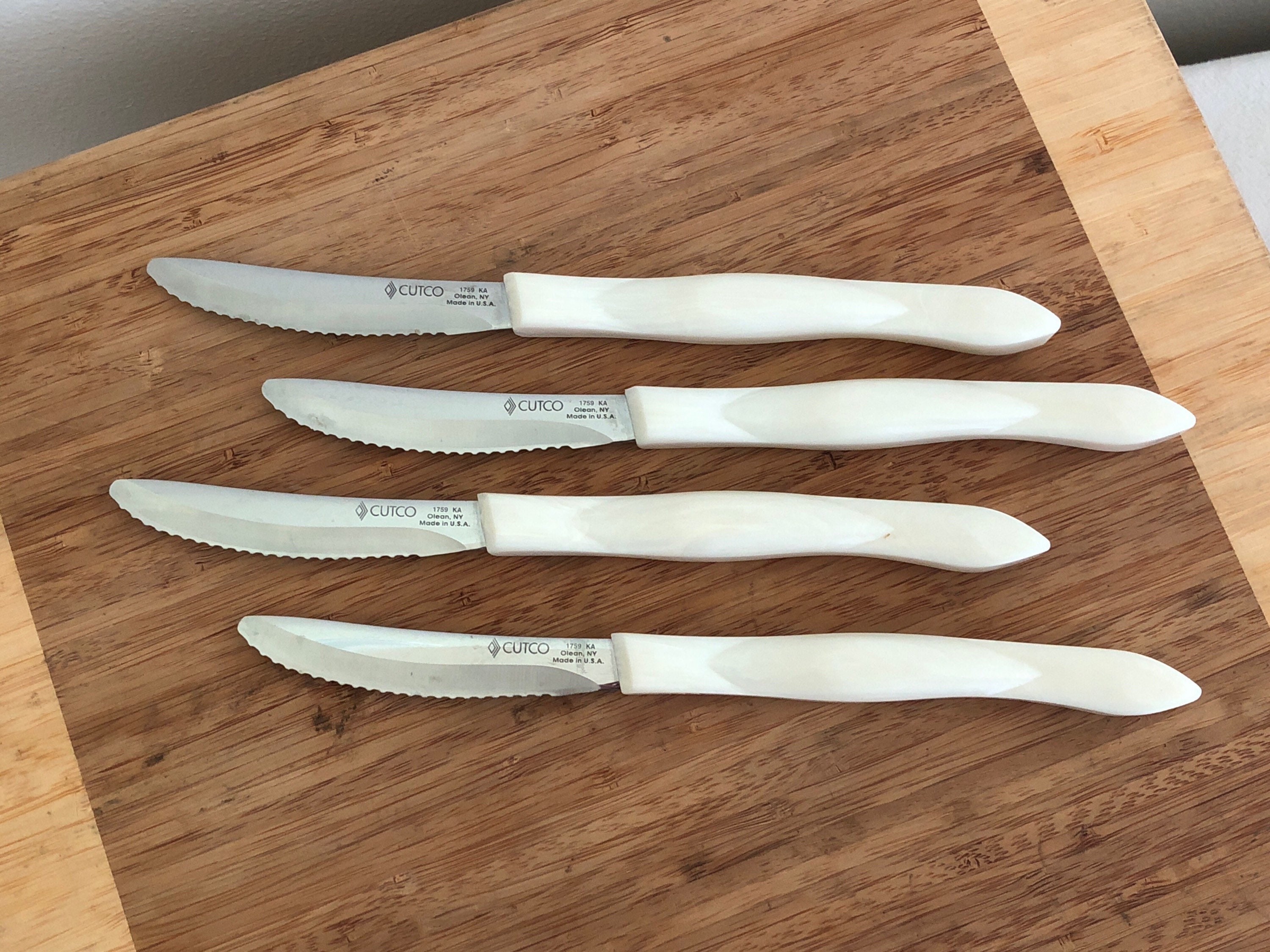 Set of 4 Cutco 1759 Table Knives Cutco 1759 KA Orlean NY Pearl White Handle Table Knives Steak Knives Set of 4 Etsy