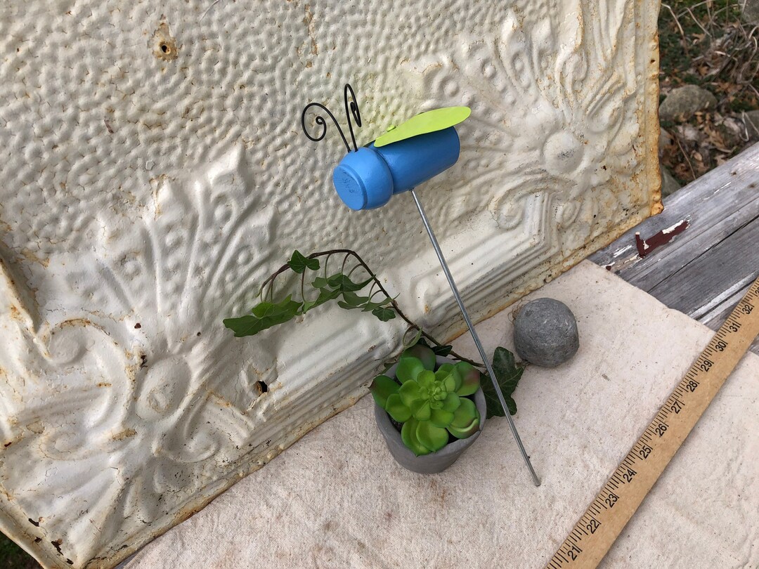 Whimsical Garden Bug Decor, Yard Art, Upcycled Bug Art, Upcycled Bud ...