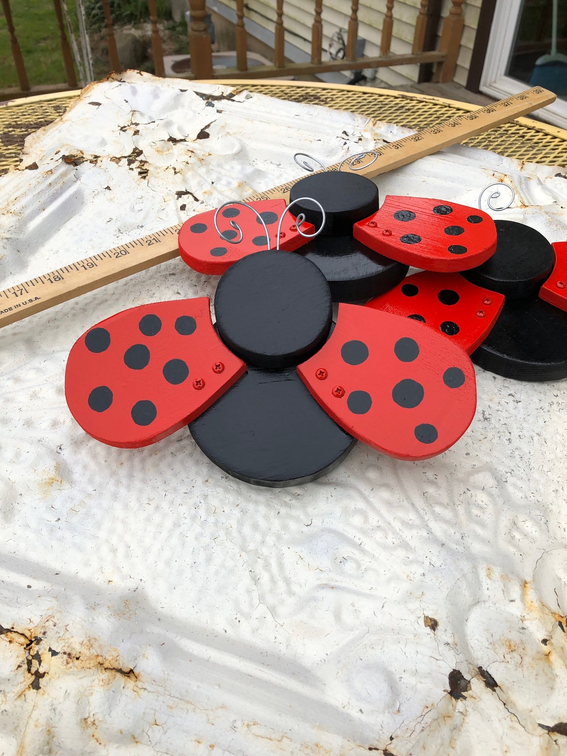 Whimsical Wood Ladybug Art Folk Art Ladybug Yard Art Garden - Etsy