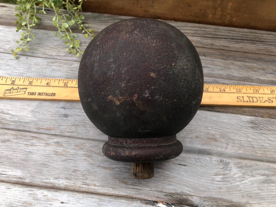 Salvage Large Ball Finial Original Finish, Large Wood Cannonball Finial ...