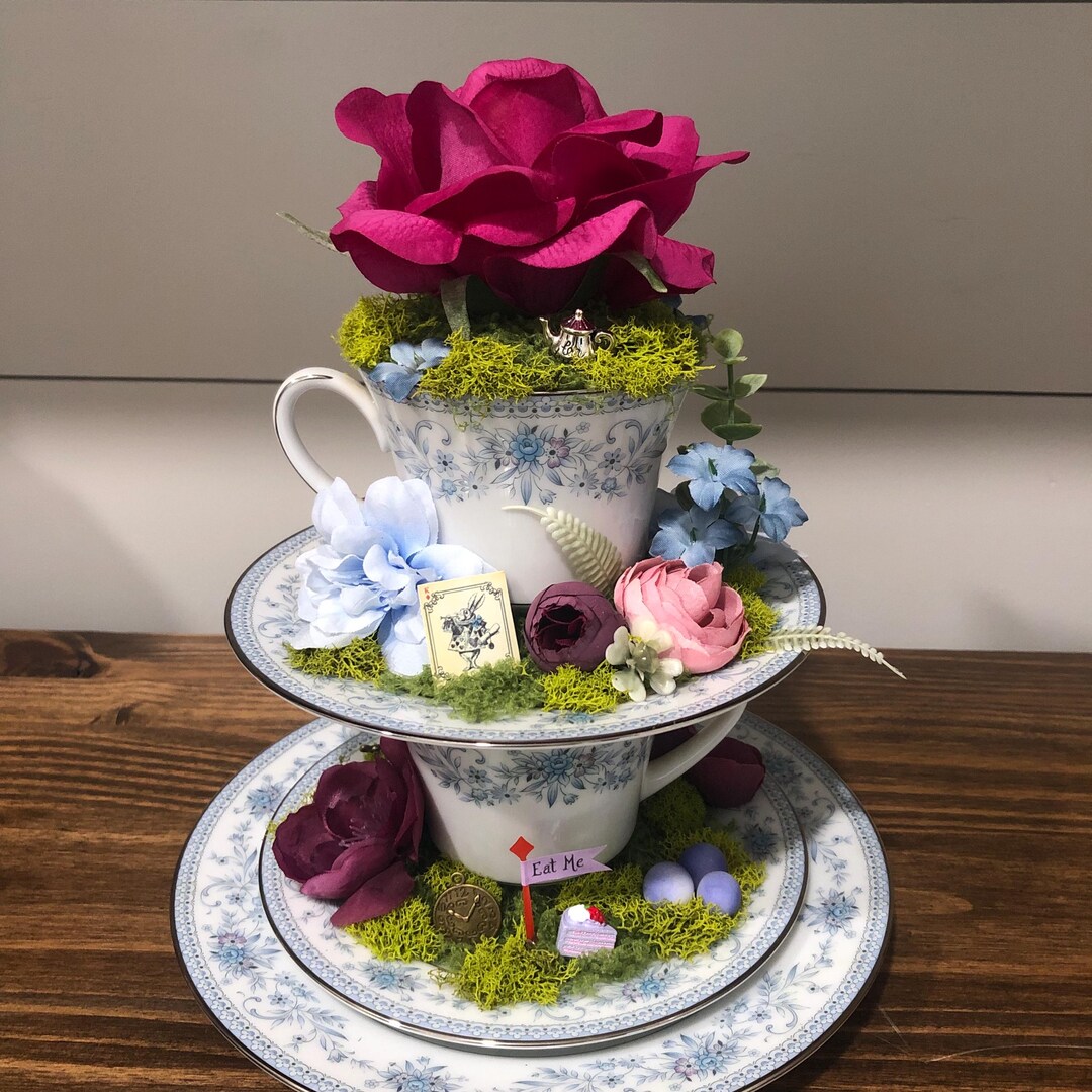 Alice in Wonderland, Mad Hatter, Tea Party Centerpiece, Teacup, Bridal ...
