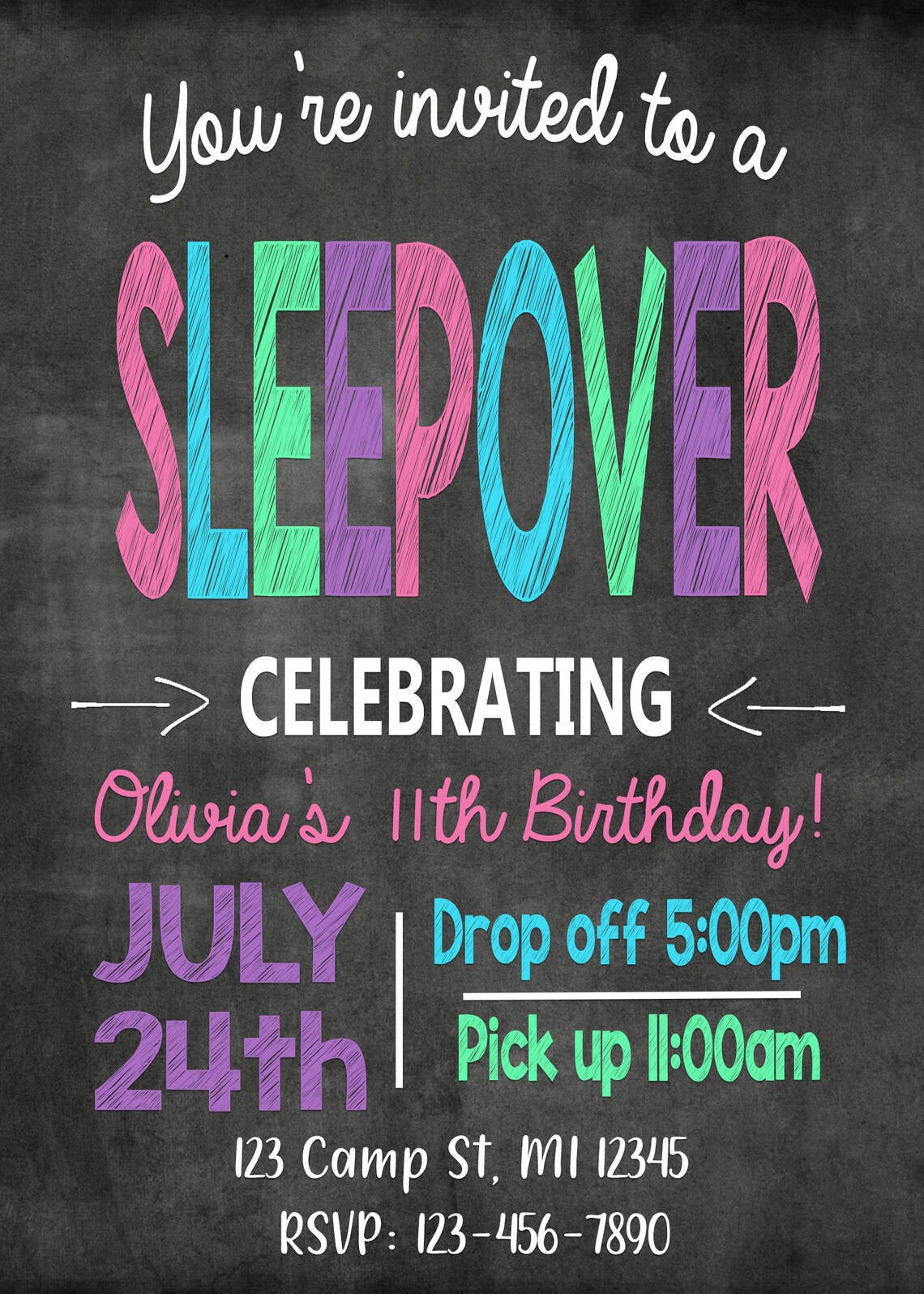 Sleepover Invitation Birthday Boys Girl Printable - Etsy