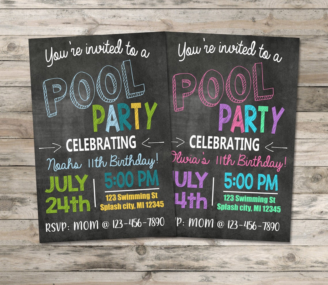 POOL PARTY Invitation Girls or Boys You Pick digital | Etsy